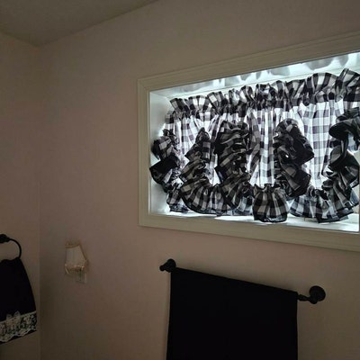 Buffalo Black, White, and Gray Ruffle Valance - Etsy