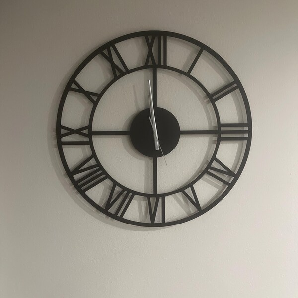 Antique Style Roman Numeral Metal Wall Clock, Rustic Modern Wall Clock ...