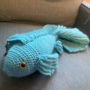 Large Angel Fish Plush Crochet Toy Amigurumi Blue and Gray - Etsy