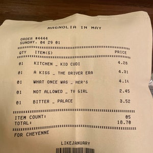 Custom song receipt tote customizable song playlist tote bag | Etsy