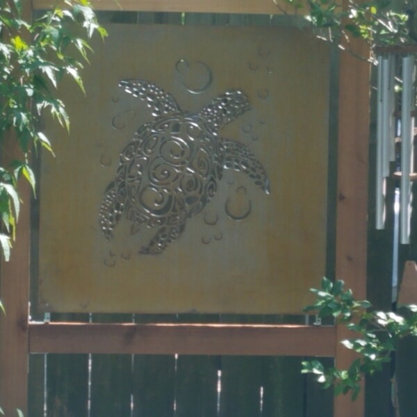 Turtle Art Screen or Panel | Metal Privacy Screens | Turtle Metal Wall ...