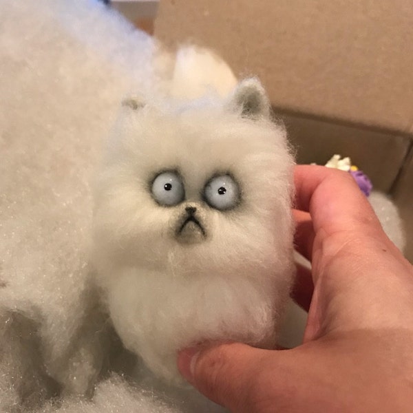 Frankenweenie Cat Mr. Whiskers. Needle Felted Cat. White Cat. Kitty ...