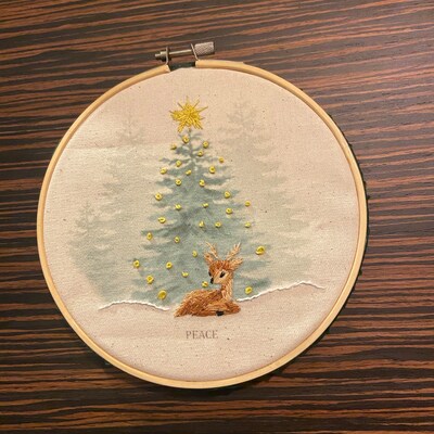 Easy Christmas Deer Embroidery Kit for Beginners W/ Beautif'ul Snowy ...