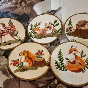 Set of 5 Animals Counted Cross Stitch Pattern Nursery Decor Forest Cute ...