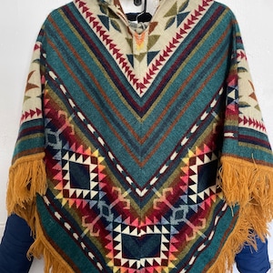 Southwest Style Alpaca Ruana Poncho Hooded Cape Cloak - Etsy