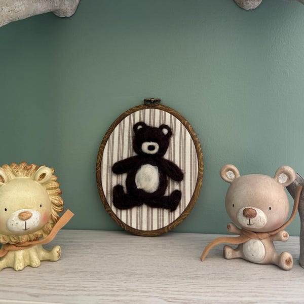 Hand Felted Teddy Bear - Nursery Decor, Baby Room, Toddler Room, Kids ...