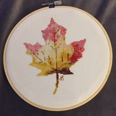 Maple Leaf Cross Stitch Pattern Modern Watercolor Style - Etsy