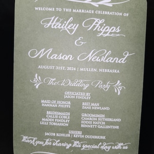 Green Wedding Program Fans Wooden Sticks Included, Sage Green Wedding ...