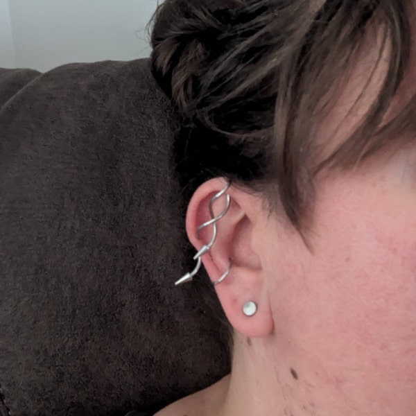 Industrial Barbell Silver TRIDENT Upper Ear Bar Spike or Ball End ...