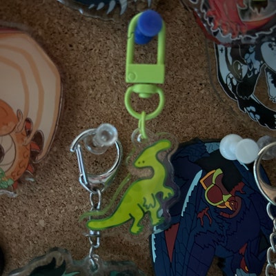 Dinosaur Acrylic Keychain Cute Dino Clear 1 Inch Double-sided Charm ...