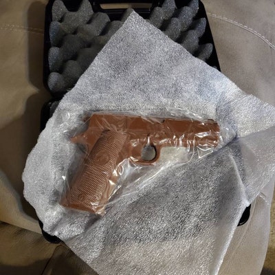 CHOCOLATE GUN Full Size Hand-crafted Solid Milk Chocolate Handgun With ...