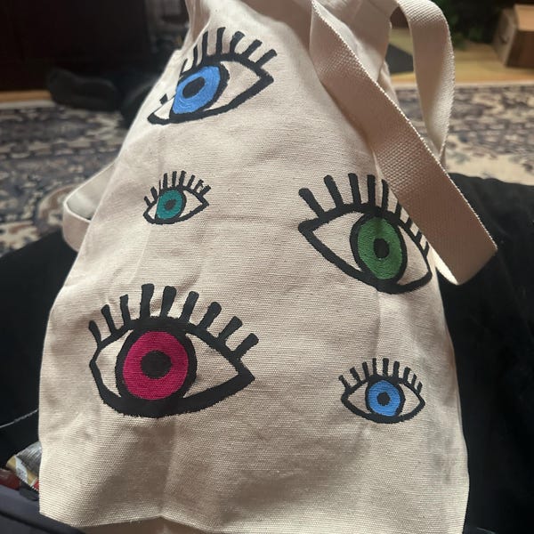Eye Print Canvas Tote Bag: Elegant Shopper, Evil Eye Gift - Etsy