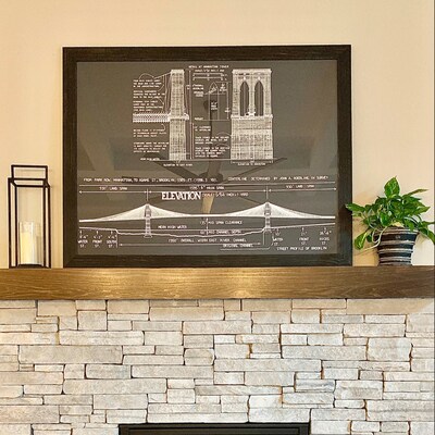 Brooklyn Bridge Blueprint : Vintage New York Brooklyn Bridge ...