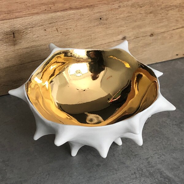 Small Gold Conch Bowl Gold Ceramic Bowl, Modern Ceramic Bowl, Pinch ...