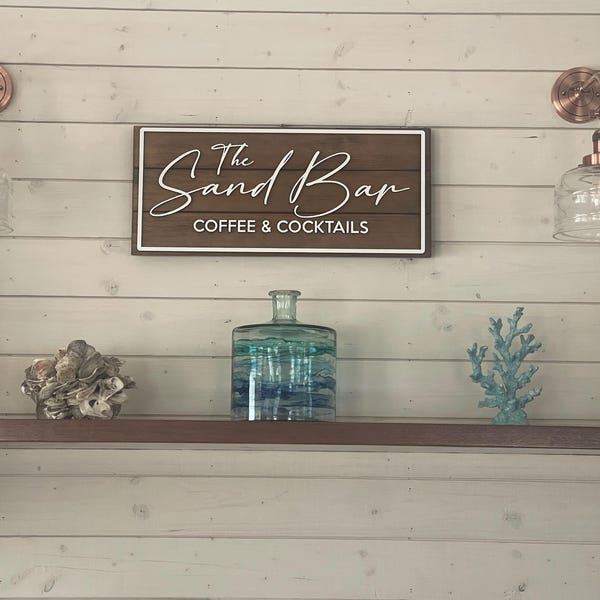 Personalized LED Light Wooden Bar Sign, Custom Embossed Wood Bar Sign ...