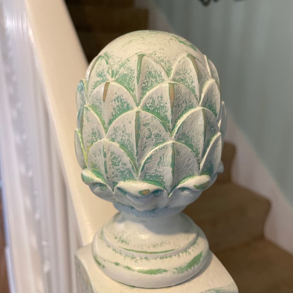 Traditional Pineapple Carved Wood Finial for Stair Post and Curtain Rod ...