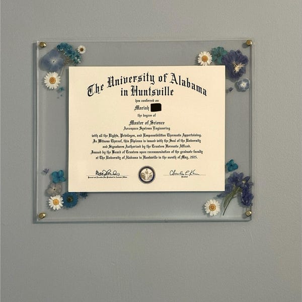 Custom Pressed Flower Diploma Frame – Fully Personalized Acrylic ...