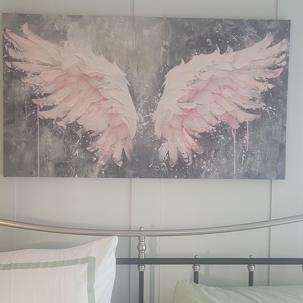 Angel Wings, Pink, Grey,abstract Painting Design, Canvas Print, Canvas ...