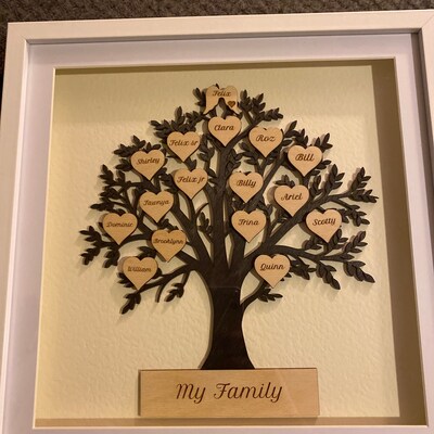 Framed Family Tree Framed Tree of Life Wooden Family Tree Laser Cut ...