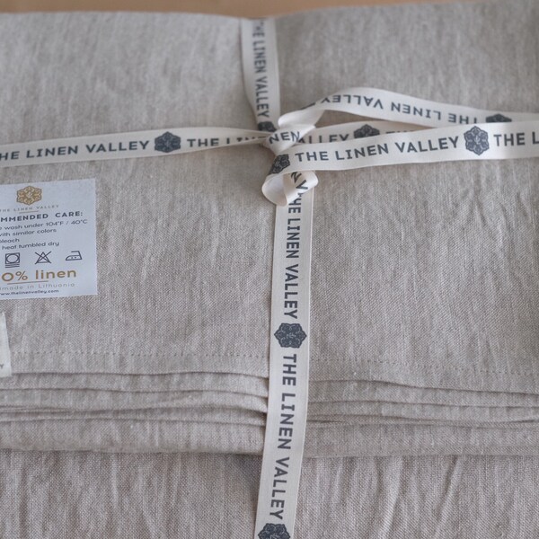 Natural Unbleached Linen Set of Comforter Cover and Pillows - Linen ...