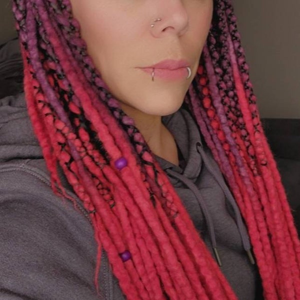 Full Set Dreads "aubergine" Wool Dreadlocks Ombre Double Ended Dreads ...