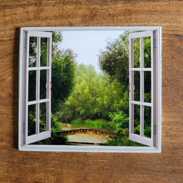 Miniature Arched Moody Faux Window, Paper Window Reproduction Mounted ...