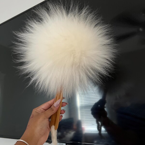 Body Powder Puffdusting Powder Puff Handcraftedvintage Stylelong Wood ...