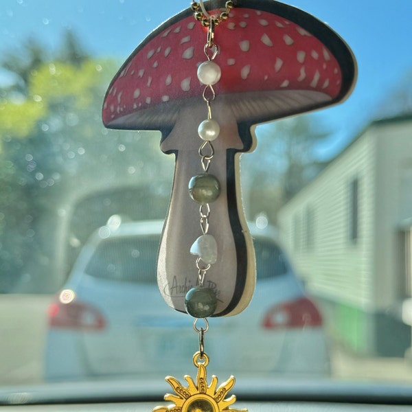 Breezy Sunshine Car Charm Blue and Gold Rearview Mirror Decor Cute Boho ...