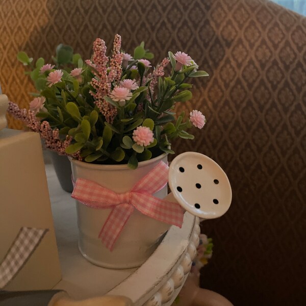 Spring Tiered Tray Decor, Tiered Tray Mini Floral Arrangement, Mini ...