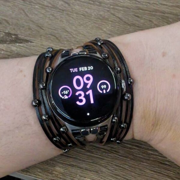 Google Pixel Watch Band, Beaded Leather Fashion Watch Bracelet for ...