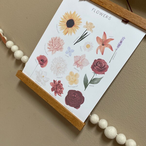 Educational Flowers Poster, Flower Print, Printable Wall Art ...