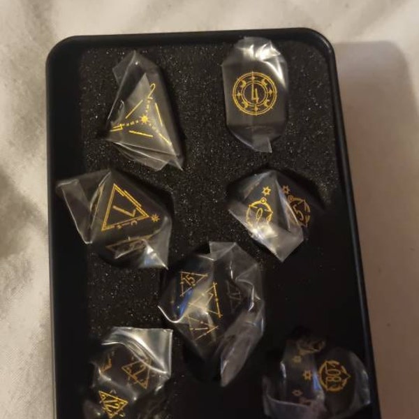 Engraved Obsidian DND Dice Set – Handmade Carving Purple Crystal for ...