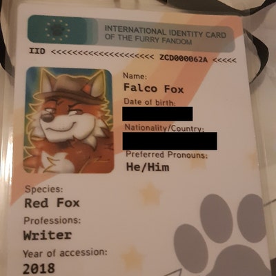 Personalized Furry Fandom ID Card Laminated, With Optional NFC Tag and ...