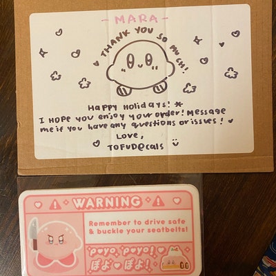 Cute Car Warning Sticker Car Decal, Pink Kawaii, Airbag Label ...