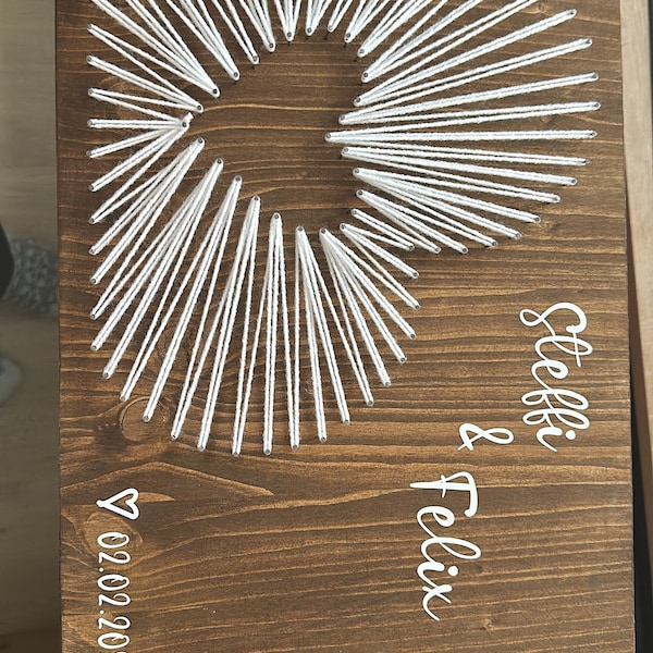 Hochzeitsgeschenk Holz Fadenbild Nagelbild Herz personalisiert - Etsy.de