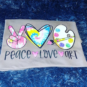 Peace Love Art Colorful Tie Dye PNG Print File for Sublimation or Print ...
