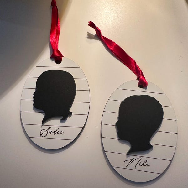 Silhouette Ornament. Custom Silhouette Keepsake Gift Ornament. Kids ...