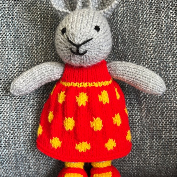Knitting Pattern: Bunny Rabbit in a Dotty Dress (9 Inches Tall ...