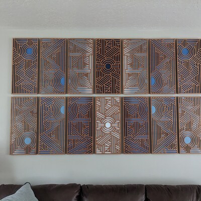 Geometric Mountain Triptych, Three Panels, Rustic Style Wall Art, Mountain Range, Lodge Decor - Etsy