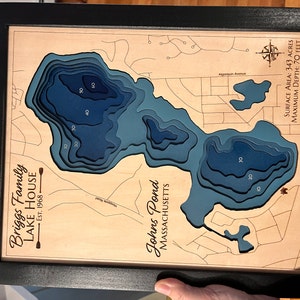Monroe Lake Custom Wood Map Depth Map Wood Map Gift Art - Etsy