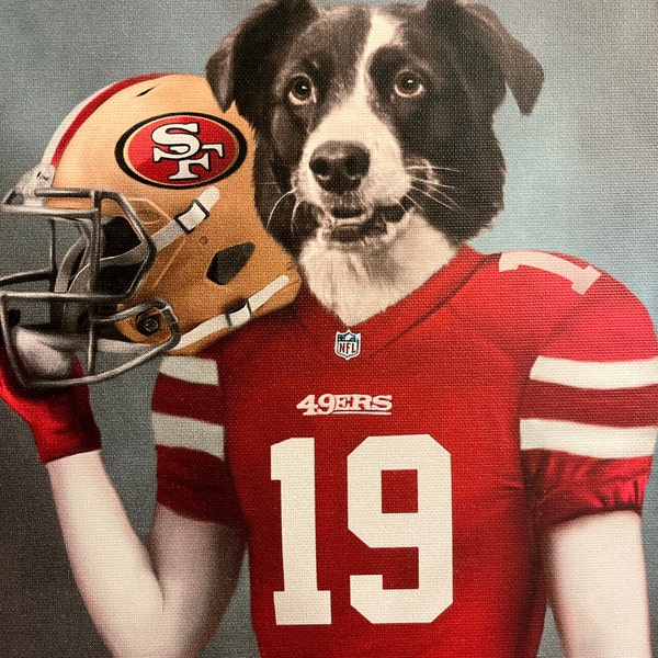 American Football Pet Portrait, NFL Dog Portrait, Poster, Custom Dog ...
