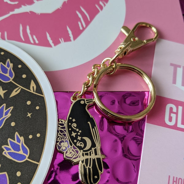 Crow Keychain Bird Keychain Cute Keychain Bird Lover Witch Keychain ...
