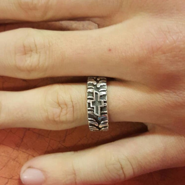 Ladies Mud Bogger Tire Tread Solitaire Engagement Ring - Sterling ...