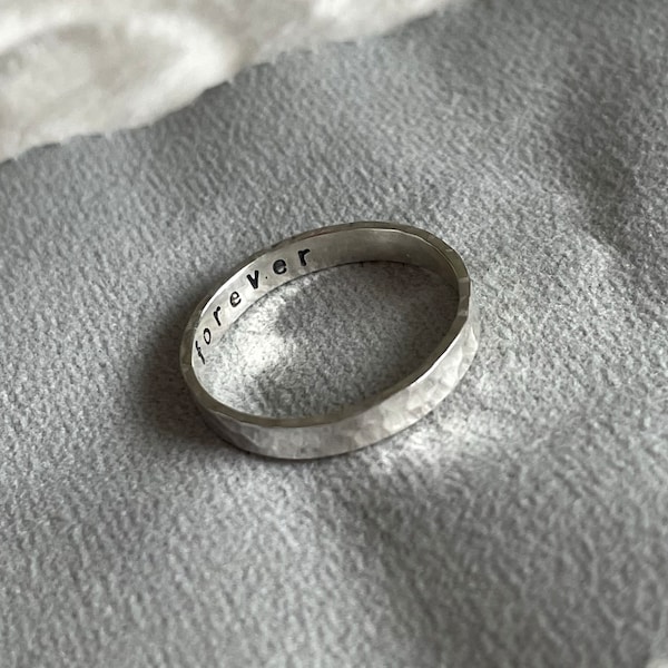 Textured Ring With Personalized Inscription on the Inside, 2, 3 or 4mm ...