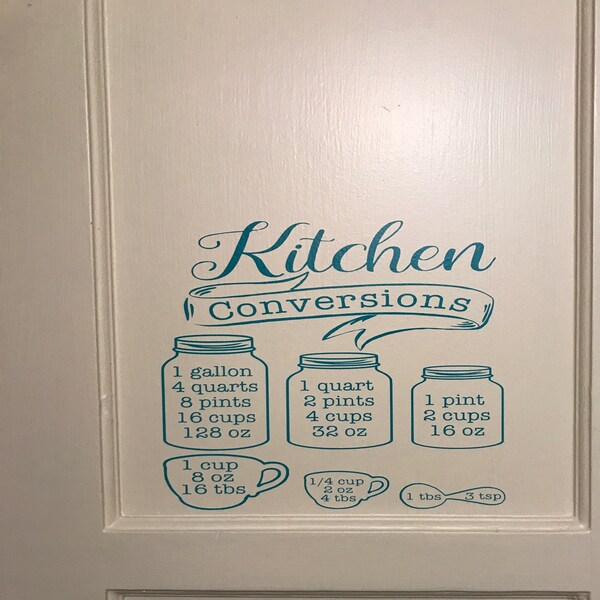 Kitchen Conversion Chart Decal for Your Kitchen for Measurements With ...