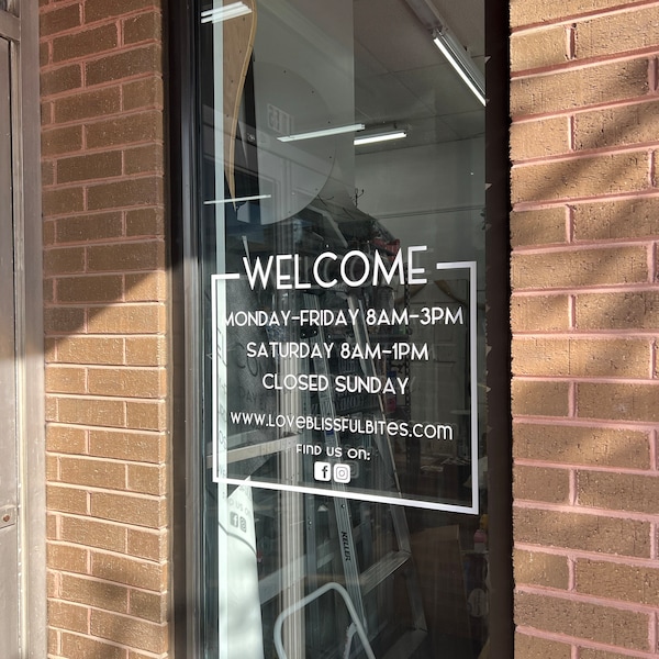 Custom Storefront Window Sticker | Business Hours | Vinyl Decal for ...