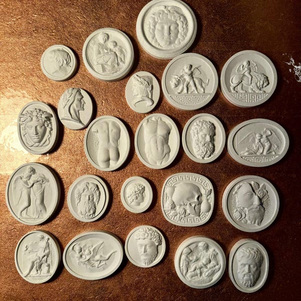 50 Mixed Grand Tour Intaglios, Plaster Intaglio, Antique Cameo ...