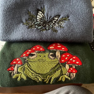 Blue Butterfly Beanie Handmade Embroidered Toboggan Boho Indie ...