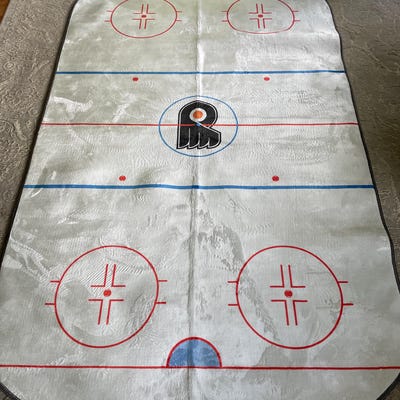 Ice Hockey Rink Printed Area Rug With Custom Team Logo Washable Ice ...