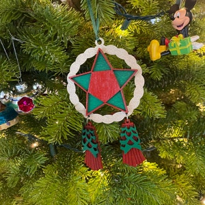 Filipino Parol Wood Ornament Green, Red & Gold 2022 - Etsy